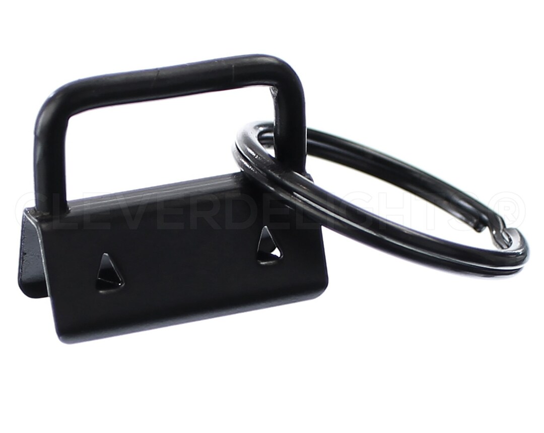 25 Sets - 1" Key Fob Hardware With Key Rings - Dark Black Color - for ...