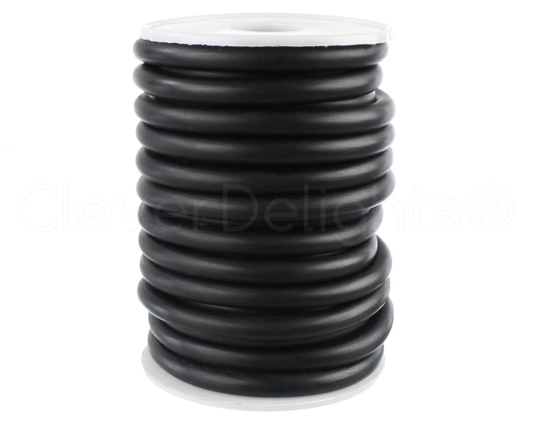 5 Ft Solid Rubber Cord 1/4 6.35mm / .25 Inch Round Black Premium Solid ...
