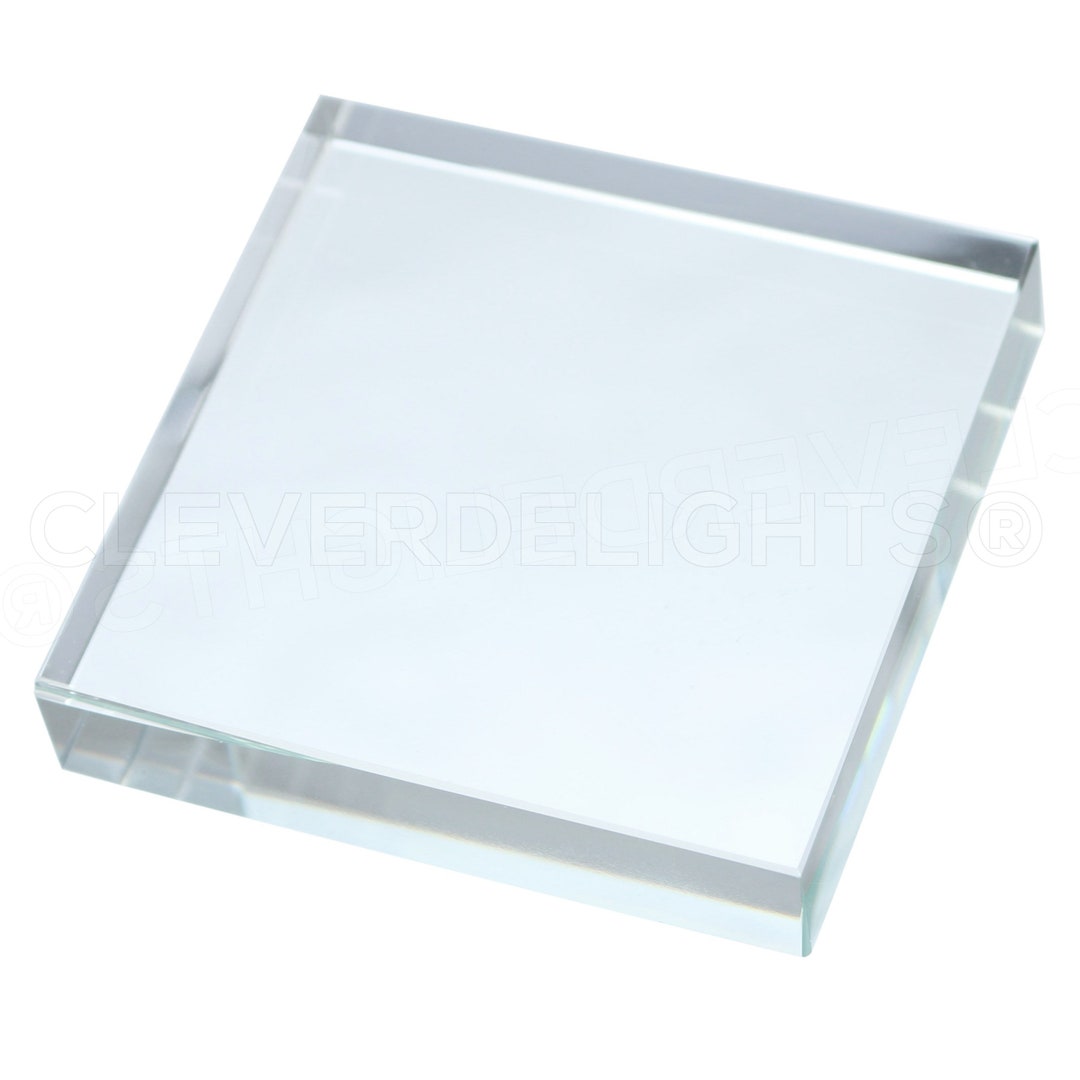 5 Pk - 50mm (2") Square Glass Tiles - Clear Transparent Tiles - Solid ...