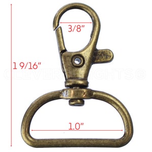 100 Pk 1 D-ring Swivel Lobster Clasps Antique Bronze Color for 1 Inch ...