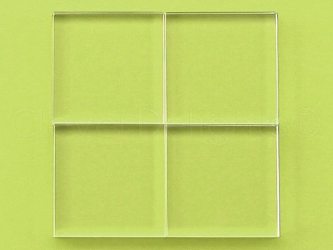 10 Pk 50mm 2 Square Glass Tiles Clear Transparent | Etsy