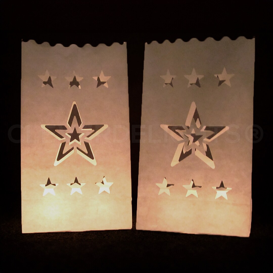 50 White Luminary Bags Star Design Christmas, Holiday, Wedding Party ... 50 White Luminary Bags Star Design Christmas, Holiday, Wedding Party ...