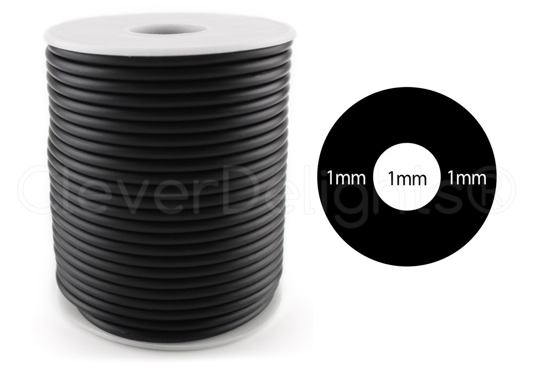 10 Ft - Black Rubber Cord - 3mm (3/32") - Hollow Rubber Tubing - 3/32 ...