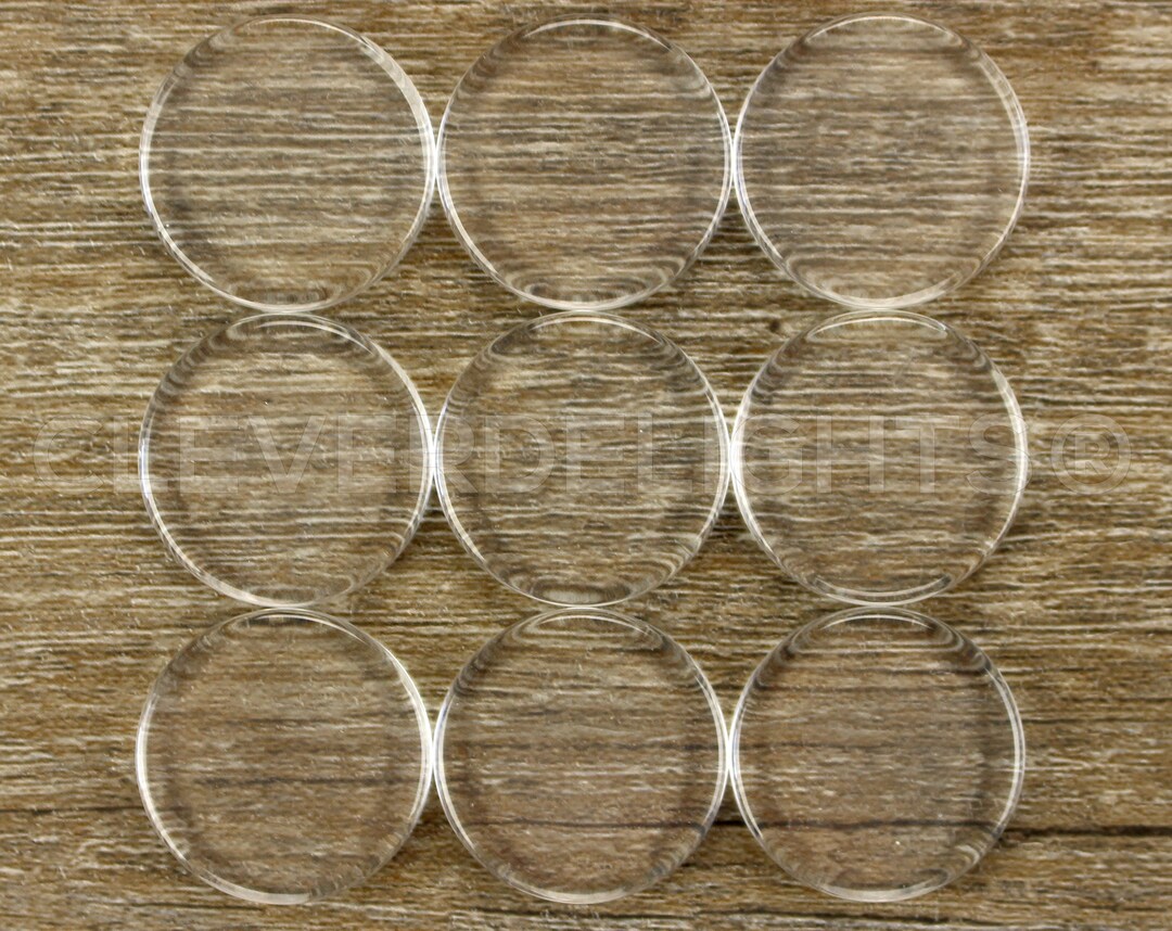 100 Pack - 1" Round Glass Tiles - Flat on Both Sides - Clear Tiles ...
