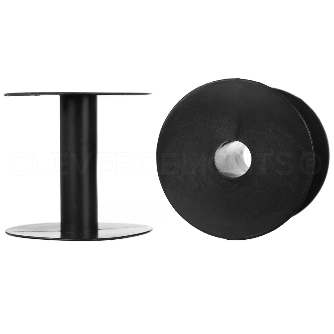 48 Pack - 3 1/2" Plastic Spools - Black - 3.5 Inch Empty Bobbin Spool ...