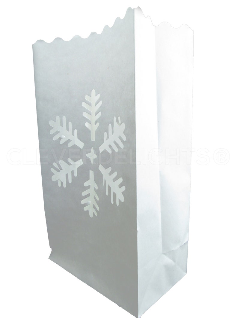 50 White Luminary Bags Snowflake Design Christmas - Etsy 50 White Luminary Bags Snowflake Design Christmas - Etsy