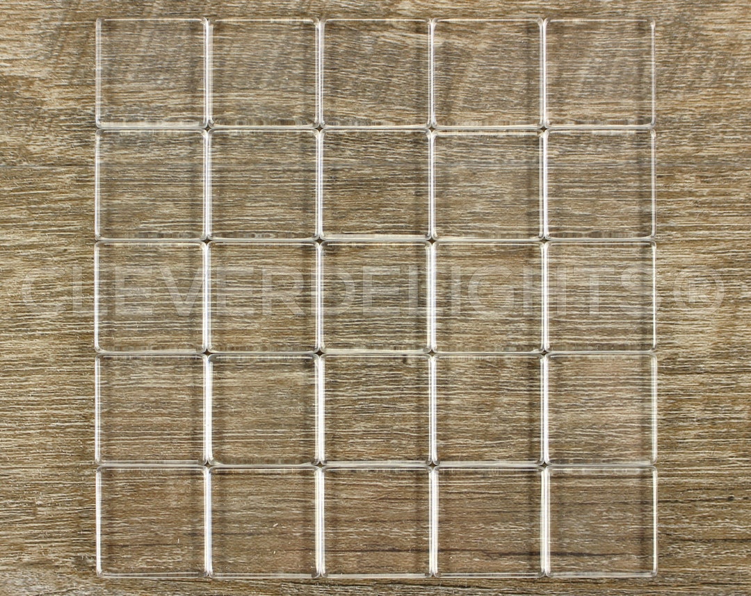 100 Pack - 1" Square Glass Tiles - Clear Flat Tiles - Transparent Solid ...