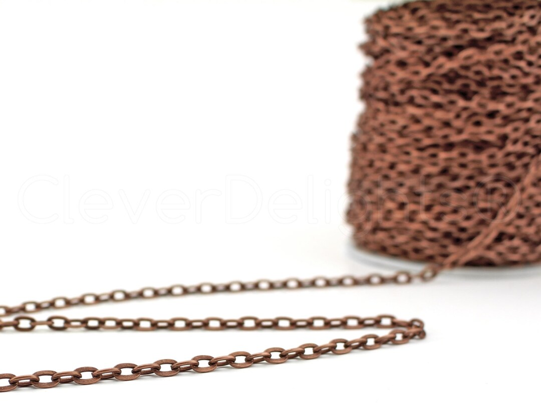 30 Ft - 4x6mm Antique Copper Cable Chain Spool - for Necklaces Jewelry ...