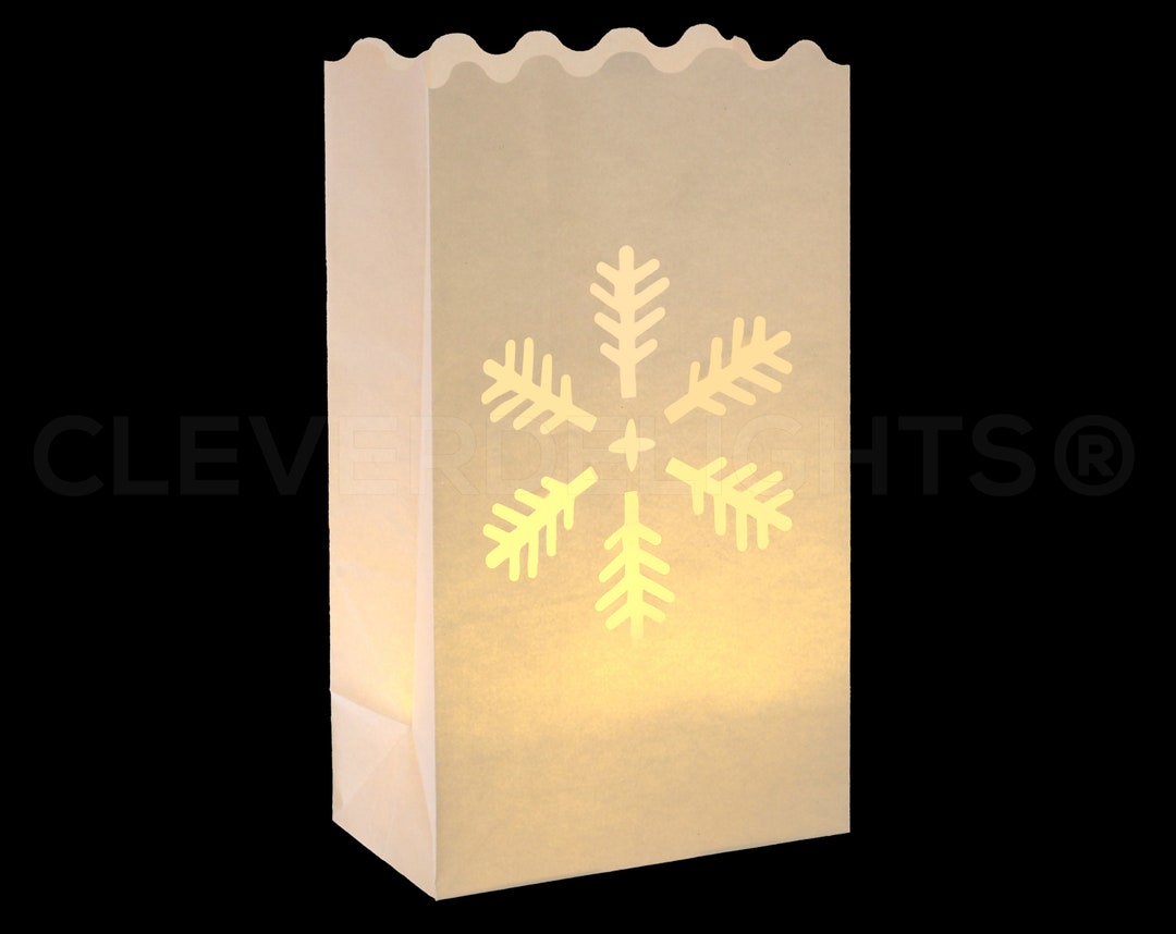 50 White Luminary Bags Snowflake Design Christmas, Holiday, Wedding and ... 50 White Luminary Bags Snowflake Design Christmas, Holiday, Wedding and ...
