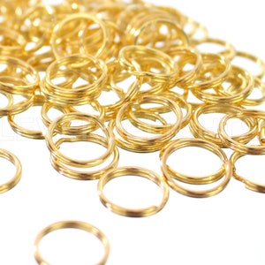 100 Pack - 9/16" Key Rings - Gold Color - 15mm Split Key Ring - Strong ...