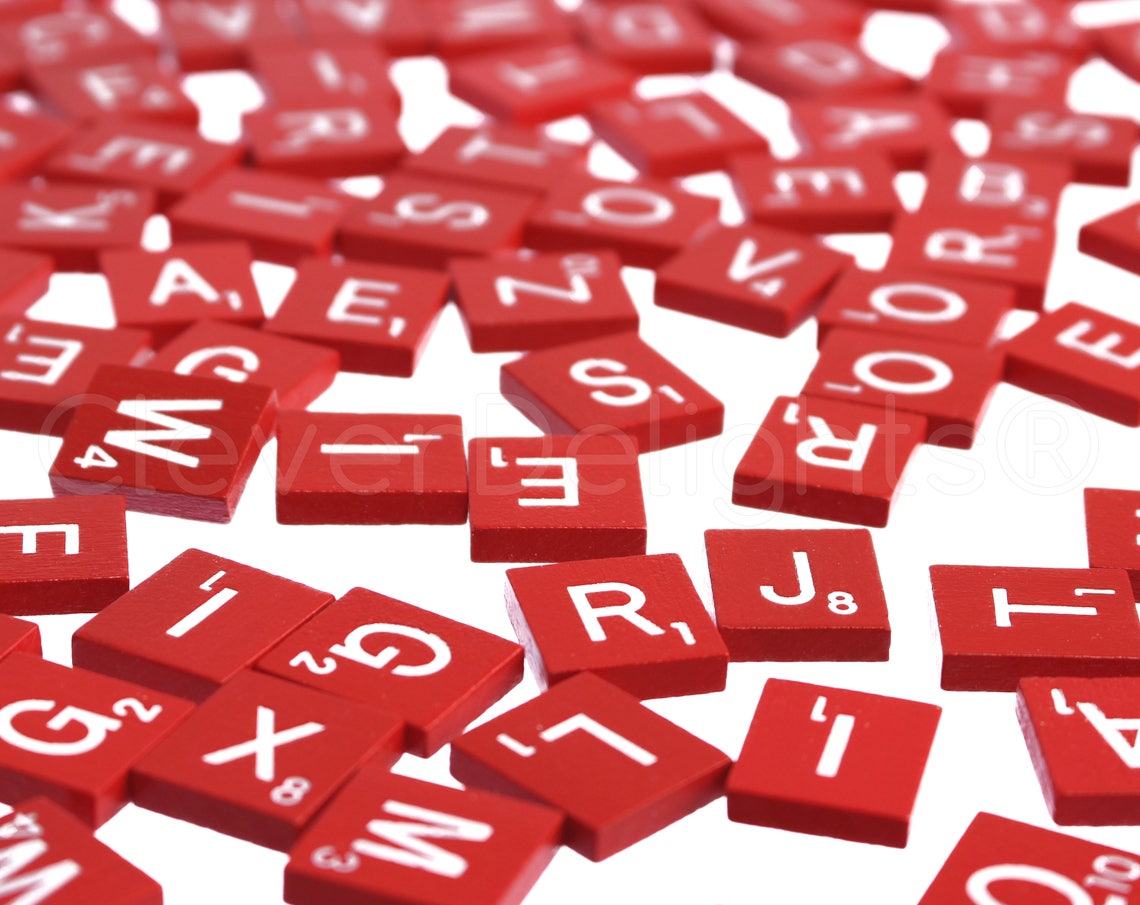 100 Wood Letter Tiles Red Color 1 Complete 100 Piece Set | Etsy