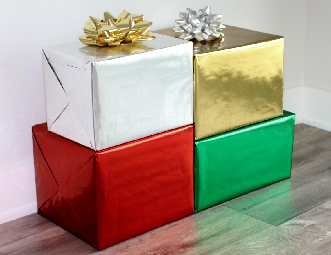 4 JUMBO Rolls - Metallic Wrapping Paper - 30" X 25ft - 62.5 Sq Ft per ...