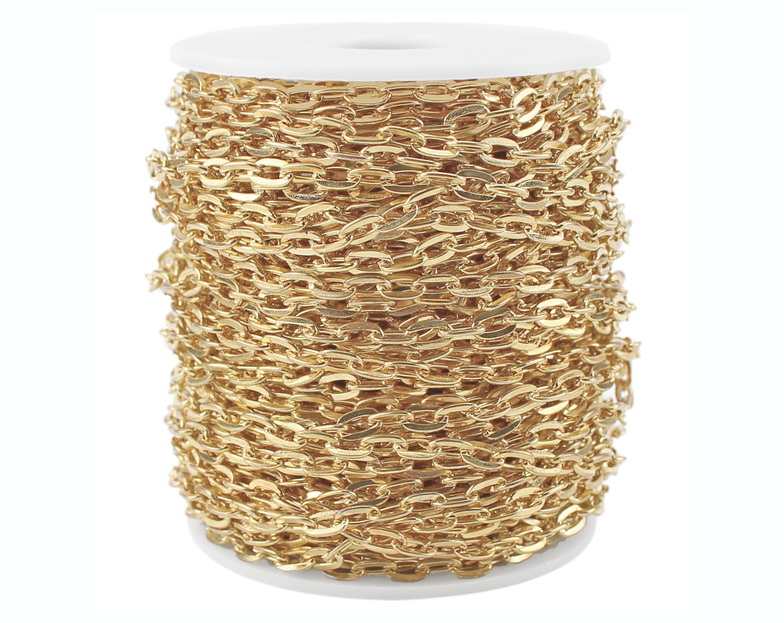 100 Ft - 5x7mm Champagne Gold Cable Chain Spool - for Necklaces Jewelry ...
