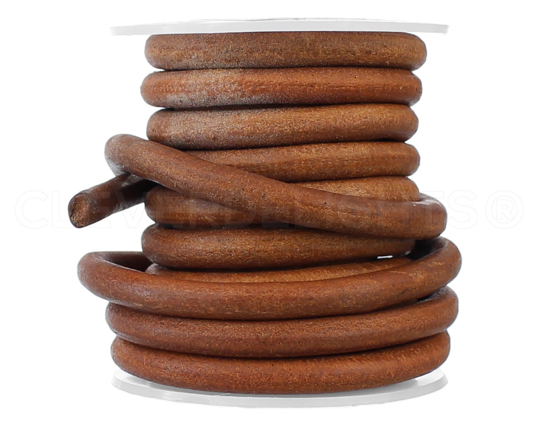 10 Ft - 6mm Brown Leather Cord - 1/4" Round Genuine Leather Cording - 6 ...
