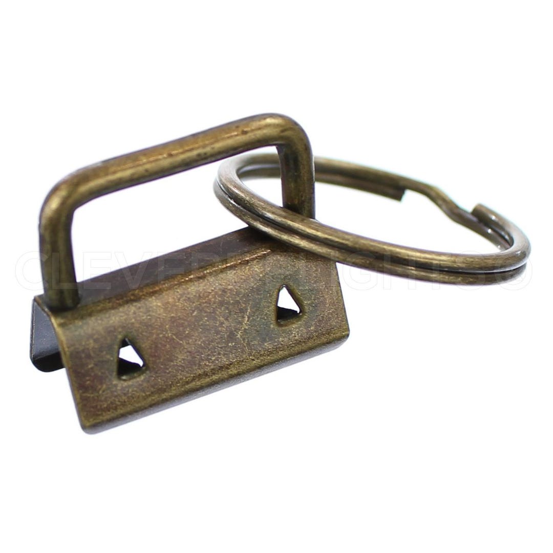 50 Sets - 1" Key Fob Hardware With Key Rings - Antique Bronze Color ...