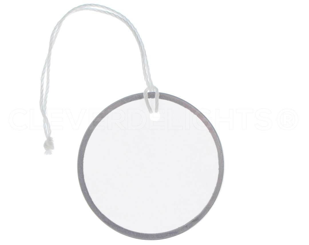 50 Pack - 2.25" Metal Rim Key Tags With Strings - White - Round ...
