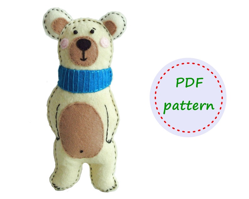 Stuffed polar bear bear sewing pattern felt animal pattern | Etsy