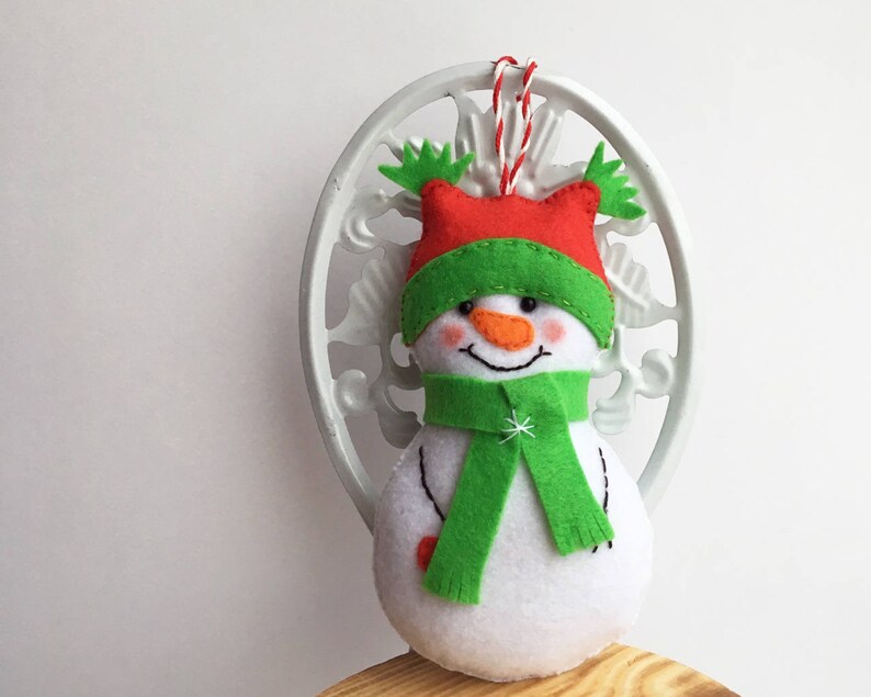 Felt snowman pattern Christmas ornament snowman sewing | Etsy