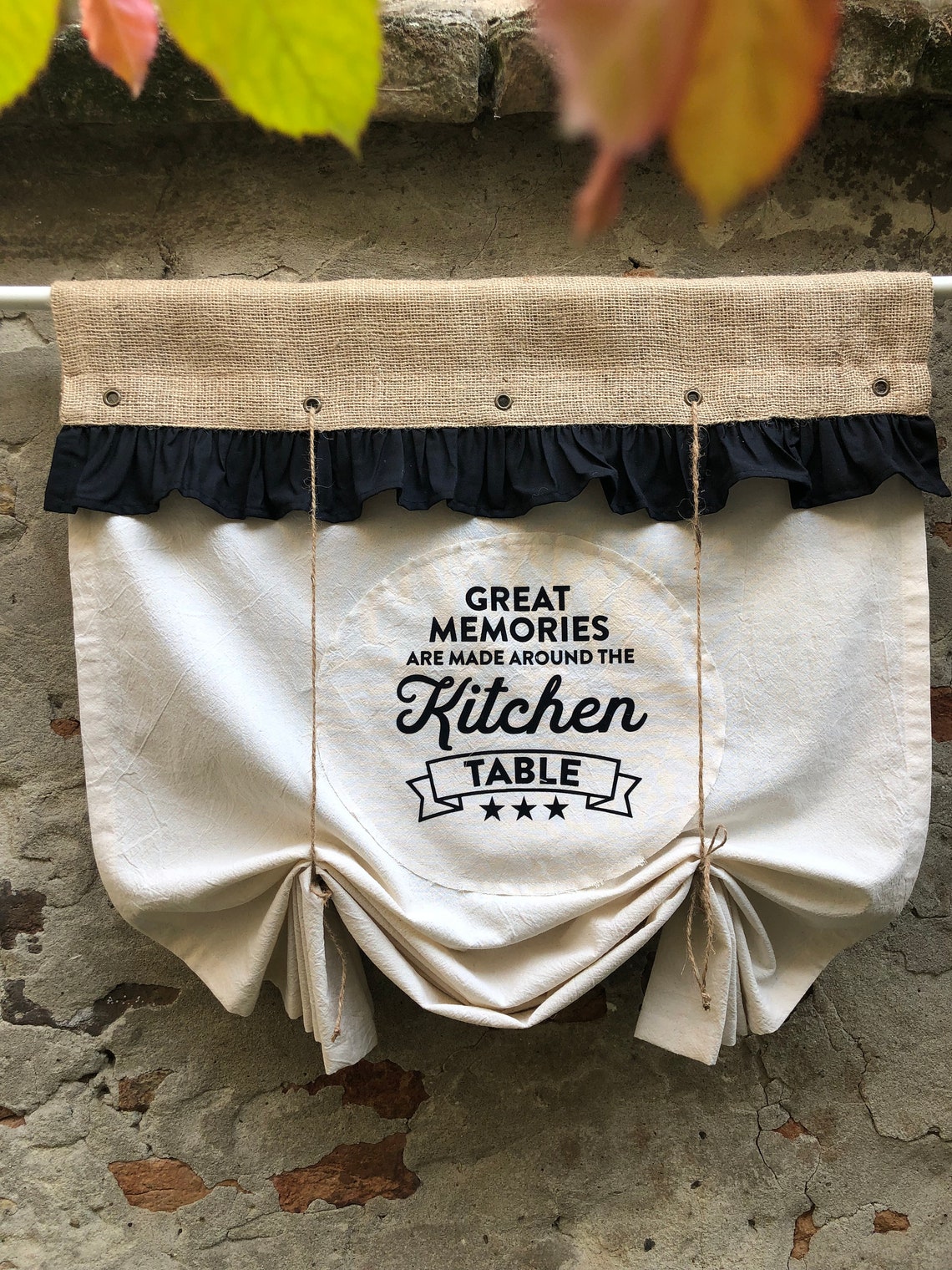 Black Ruffle Kitchen Modern Farmhouse Valance Natural Burlap - Etsy