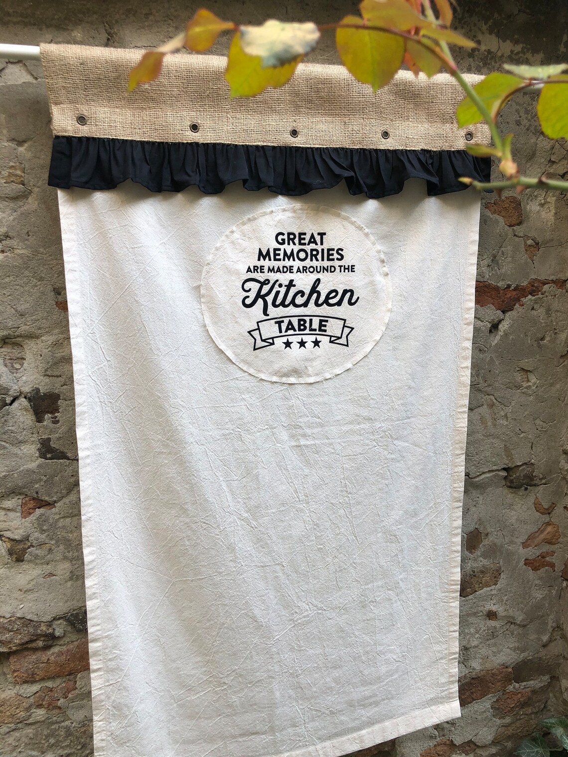 Black Ruffle Kitchen Modern Farmhouse Valance Natural Burlap - Etsy