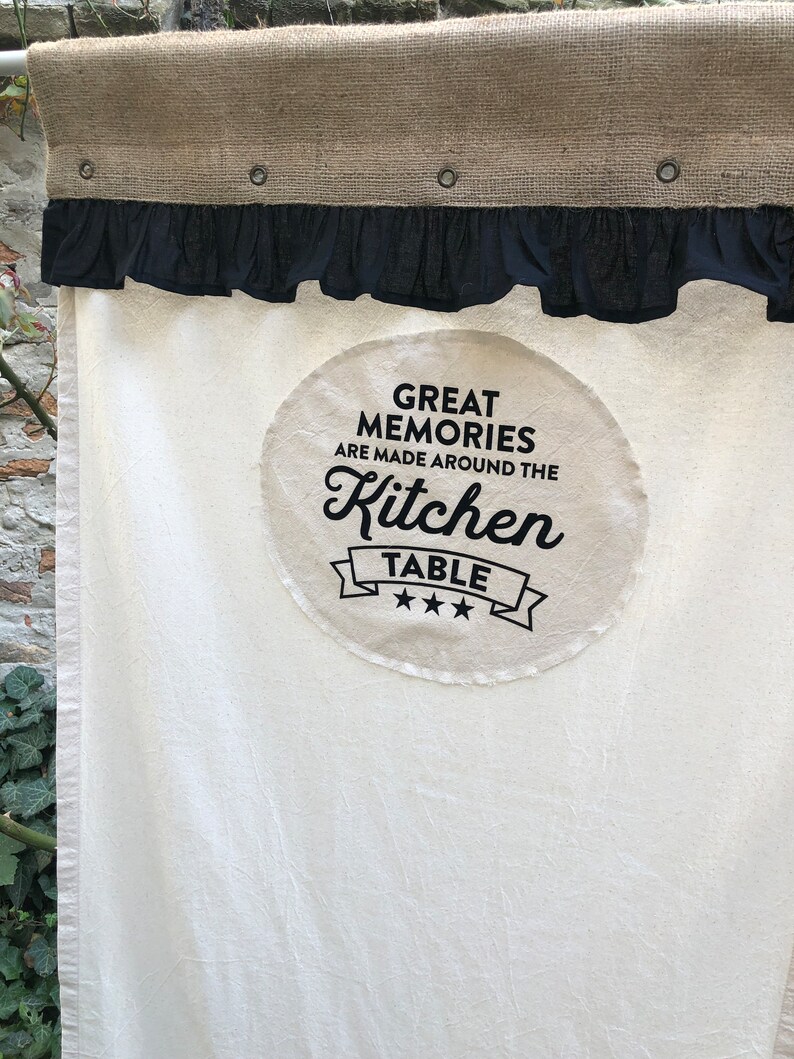 Black Ruffle Kitchen Modern Farmhouse Valance Natural Burlap - Etsy