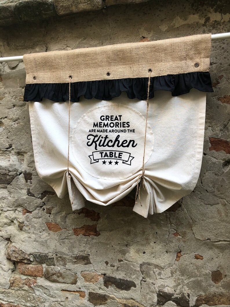 Black Ruffle Kitchen Modern Farmhouse Valance Natural Burlap - Etsy