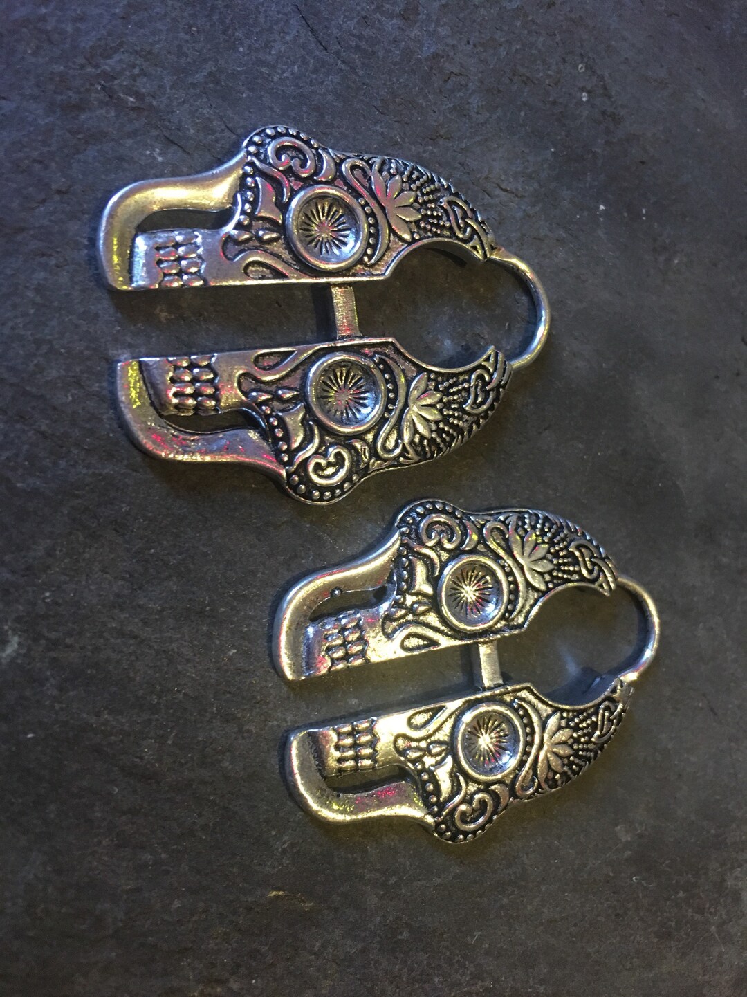 Goth Punk Creole Hoop Style Skull Ear Weights - PAIR - Silver Plated ...