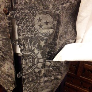 Stonewash Black Celestial Sun Moon Stars Fabric Patchwork Tie Dye ...