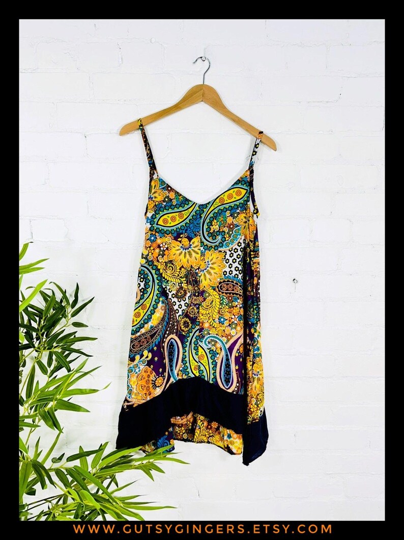 Paisley Mehndi Pattern Boho Sun Goddess Strappy Dress Slip Vest Singlet ...