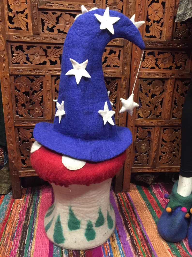 Hippy Trippy Felted Moonlight Wizard Hat Handmade/fairtrade | Etsy