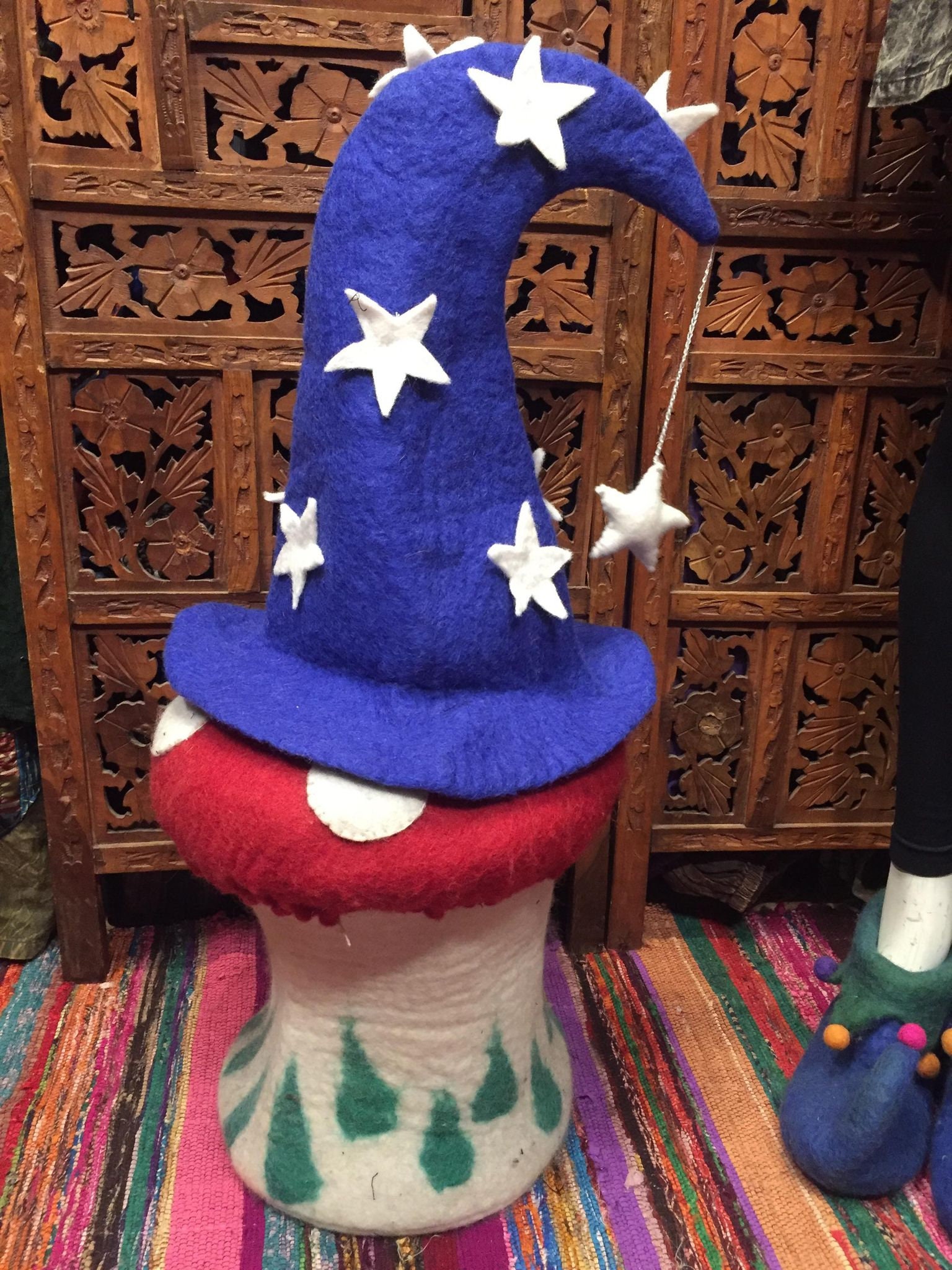 Hippy Trippy Felted Moonlight Wizard Hat Handmade/fairtrade | Etsy