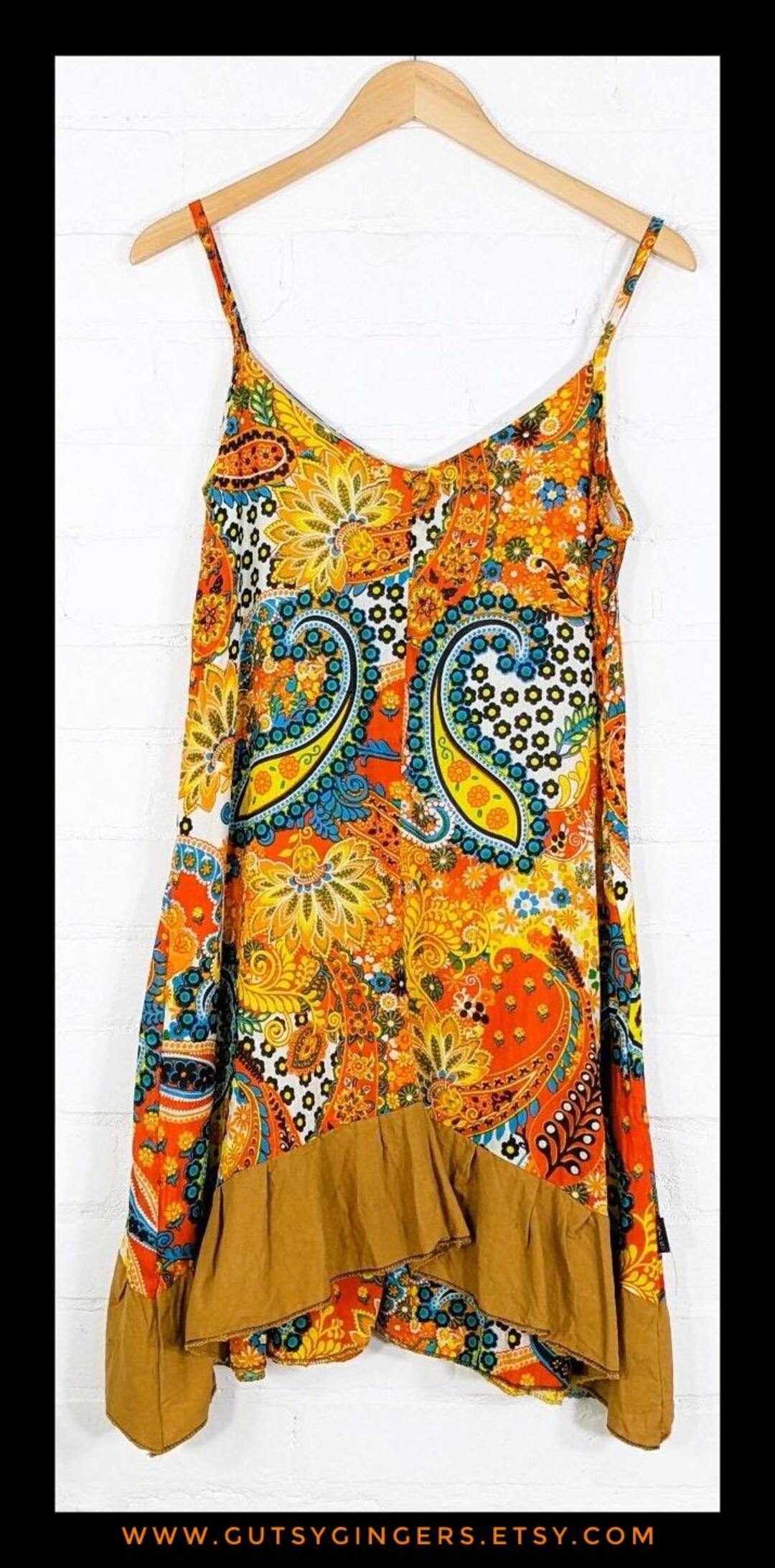 Paisley Mehndi Pattern Boho Sun Goddess Strappy Dress Slip Vest Singlet ...