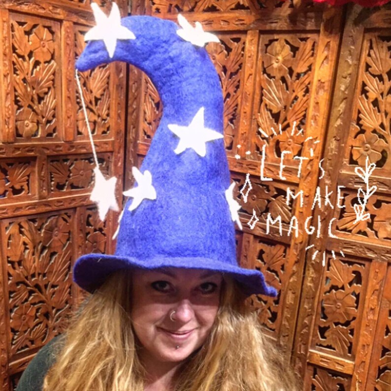 Hippy Trippy Felted Moonlight Wizard Hat Handmade/fairtrade - Etsy