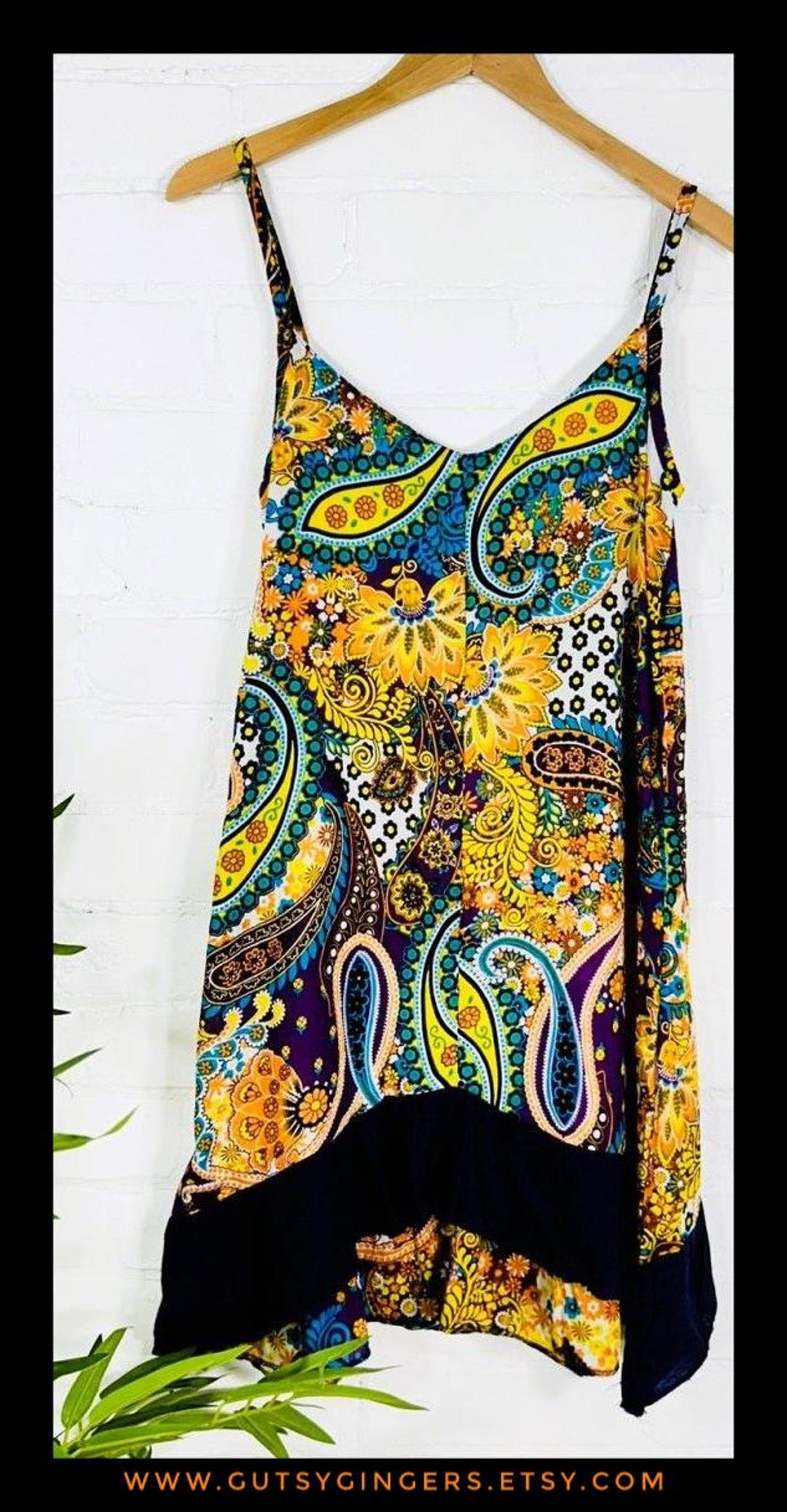 Paisley Mehndi Pattern Boho Sun Goddess Strappy Dress Slip Vest Singlet ...