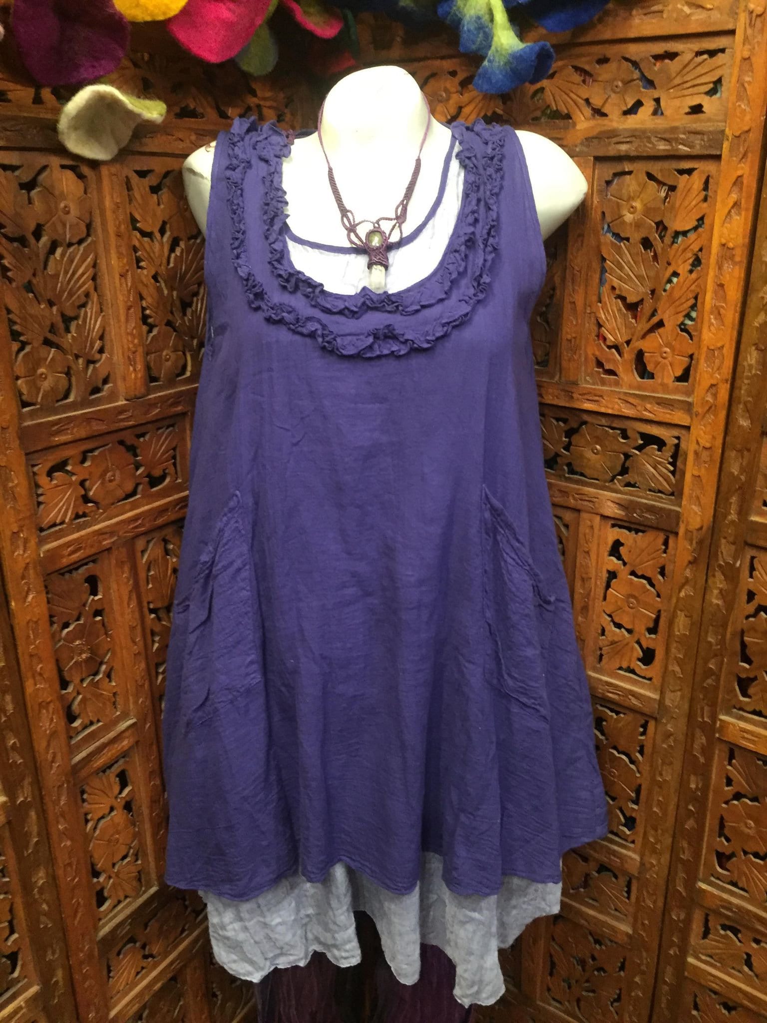 Beautiful Double Ruffle Free Flow Goddess Flared Sun Dolly Dress One ...