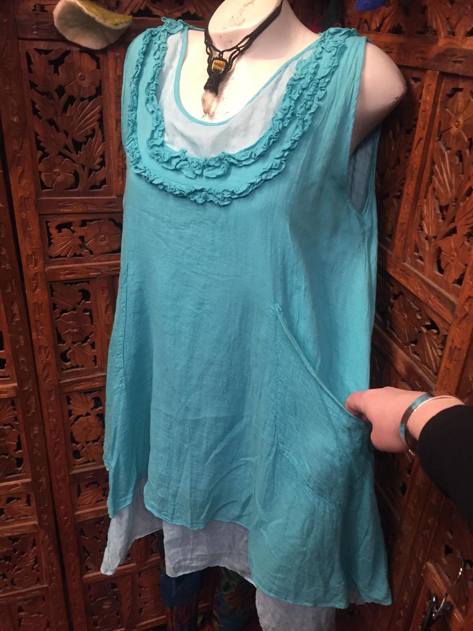 Beautiful Double Ruffle Free Flow Goddess Flared Sun Dolly Dress One ...