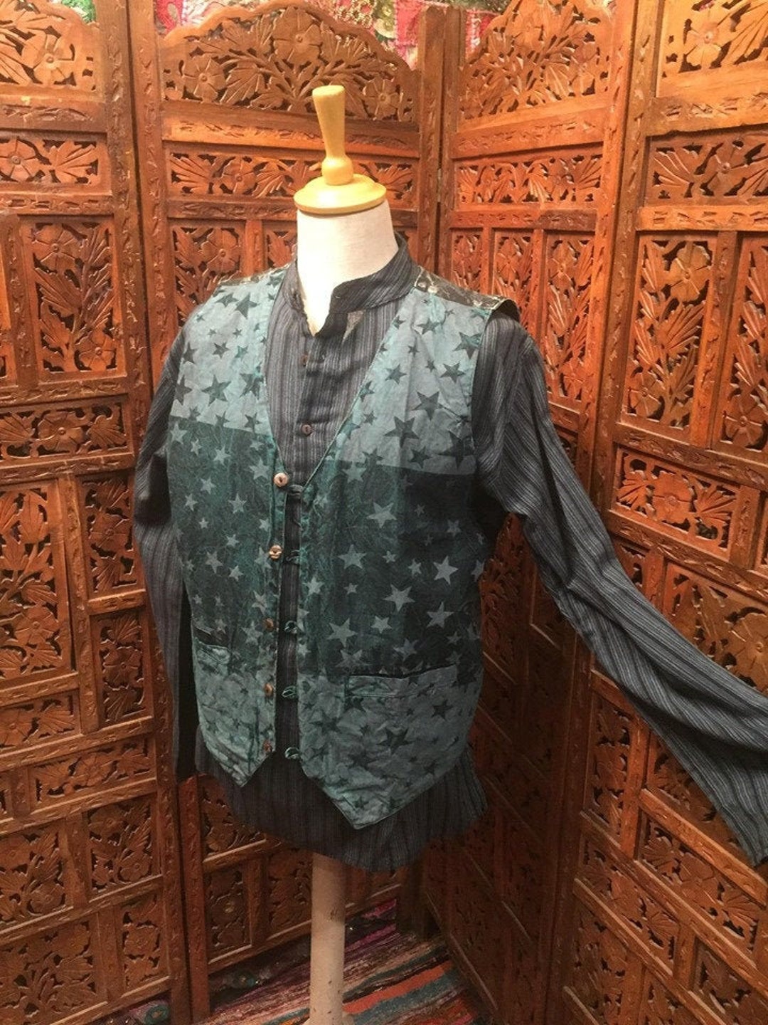 Astral Celestial Magic Hippy Waistcoat Cotton Batik Unisex Folk ...