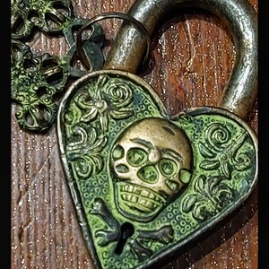 Heavy Antique Brass Padlock Buddha Skull Deity Heavy Duty Lock ...