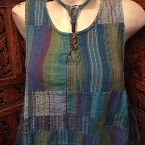 Gorgeous Relaxed Fit Waffle Cotton Patchwork Sun Dress Generous Cut ...