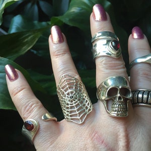Goth Gothic Punk Vampire Cobweb Spider Web 925 Sterling Silver Finger ...