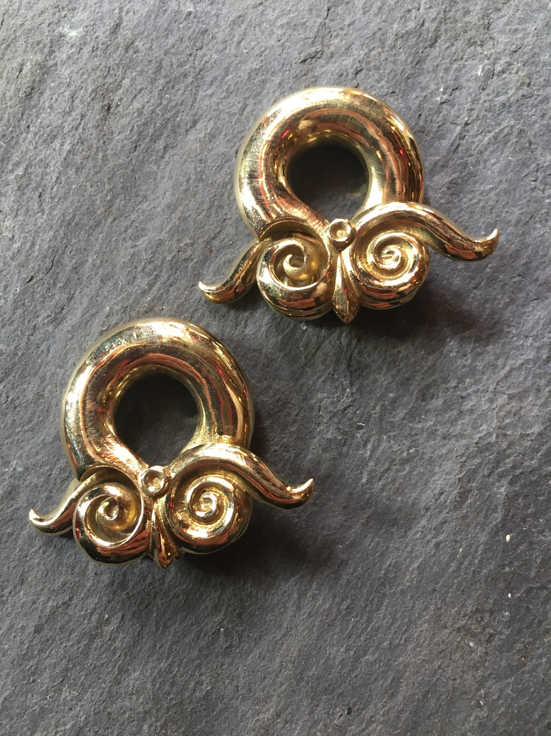 Tribal Scrolled Chunky Traditional Ear Weights - Brass - PAIR ...