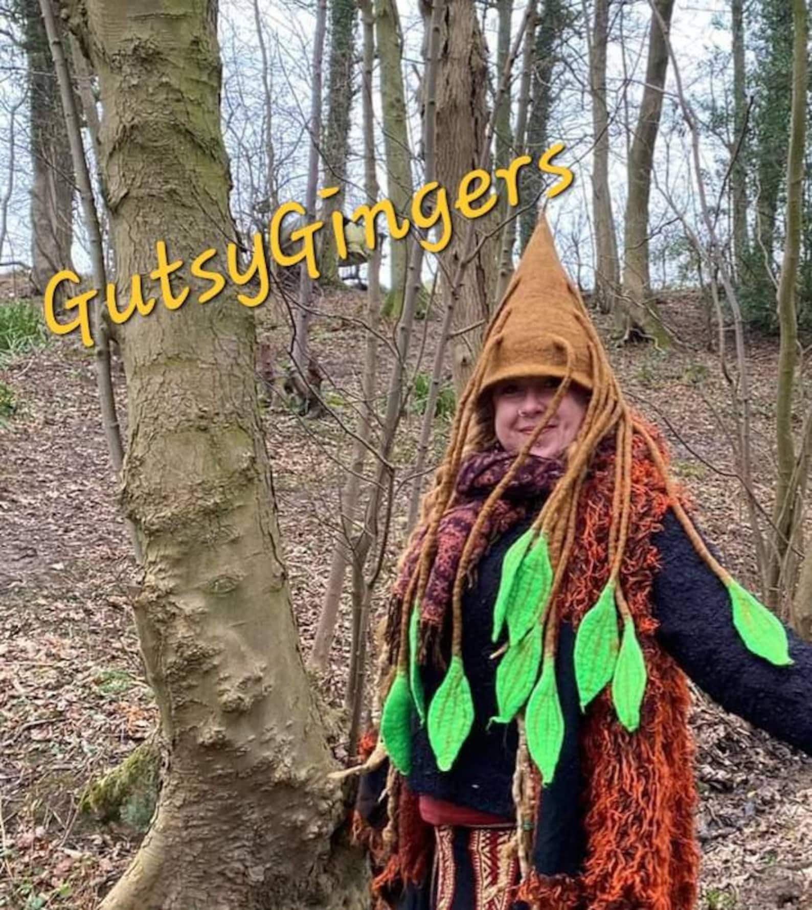 Handmade Felt Hat Tree of Life Spirit Leaf Vine Forest Imp Woodland Fae ...