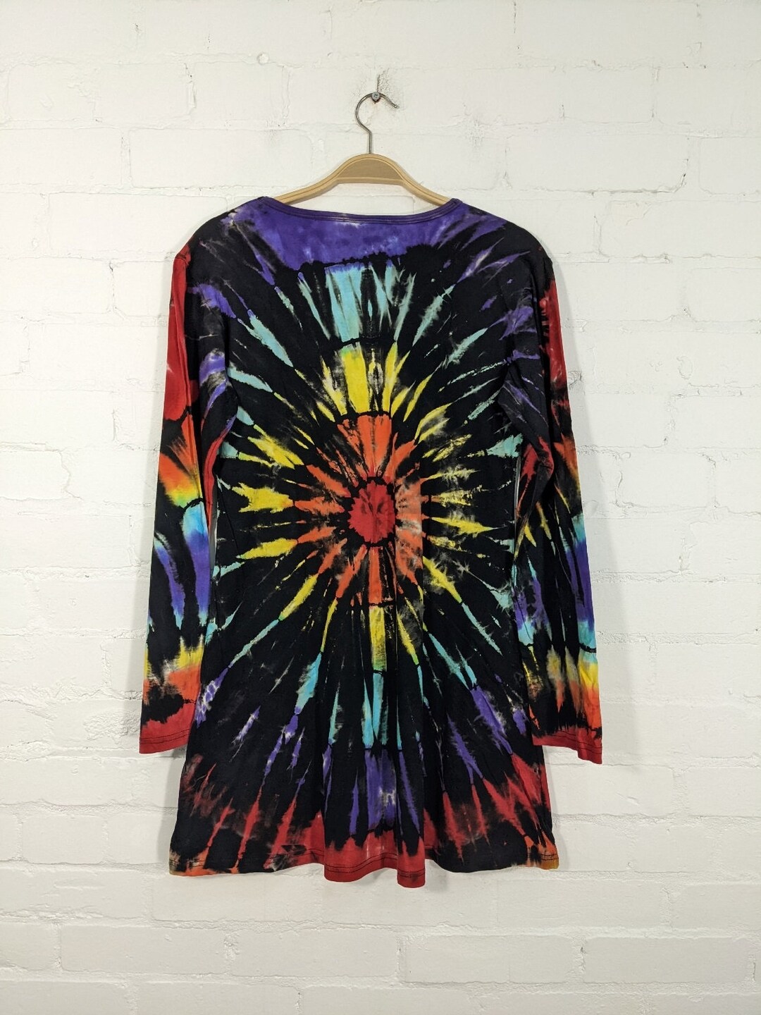 Dark Rainbow Tie Dye and Peace Symbol Cotton Jersey Soft Stretch ...