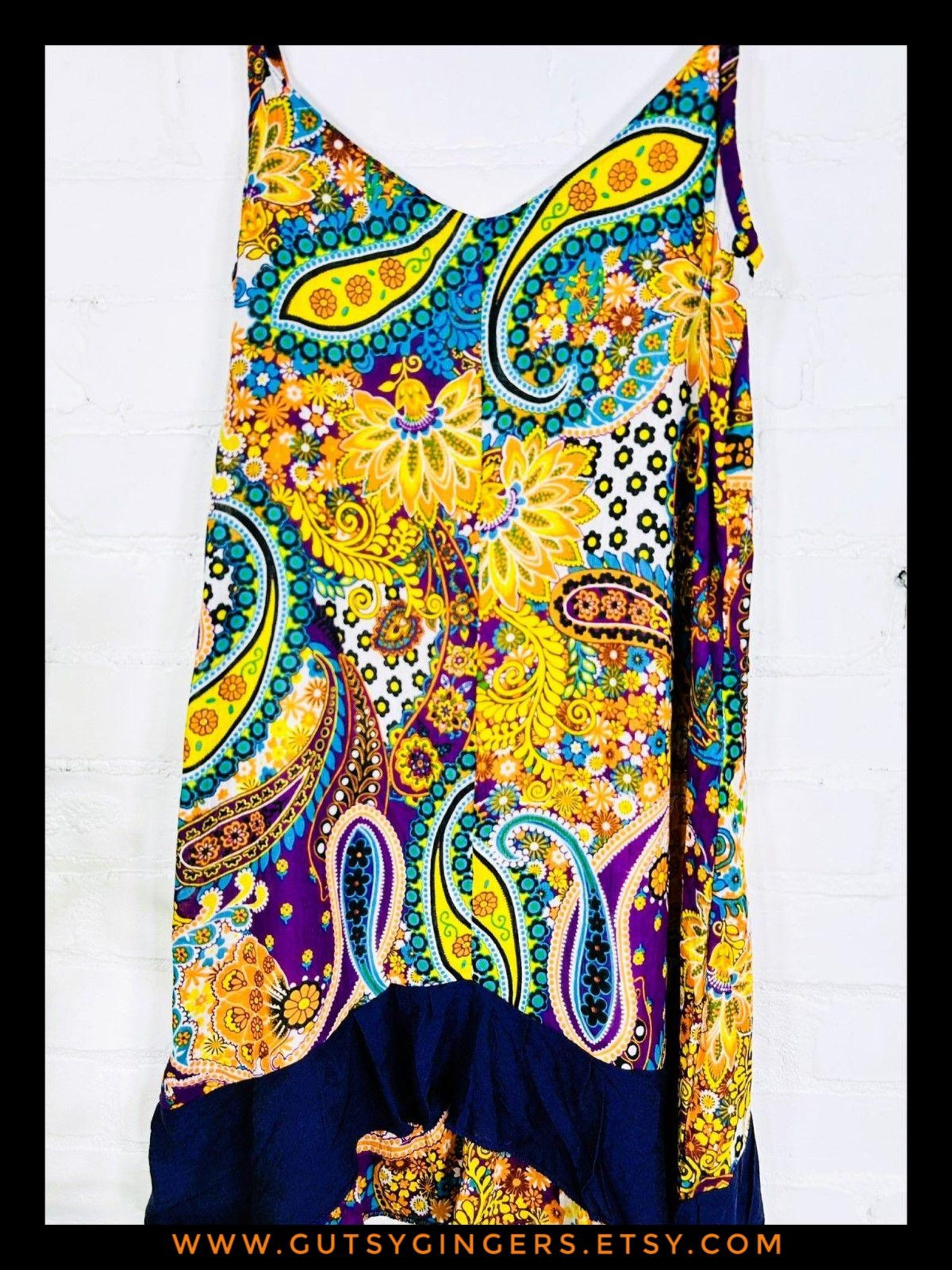 Paisley Mehndi Pattern Boho Sun Goddess Strappy Dress Slip Vest Singlet ...
