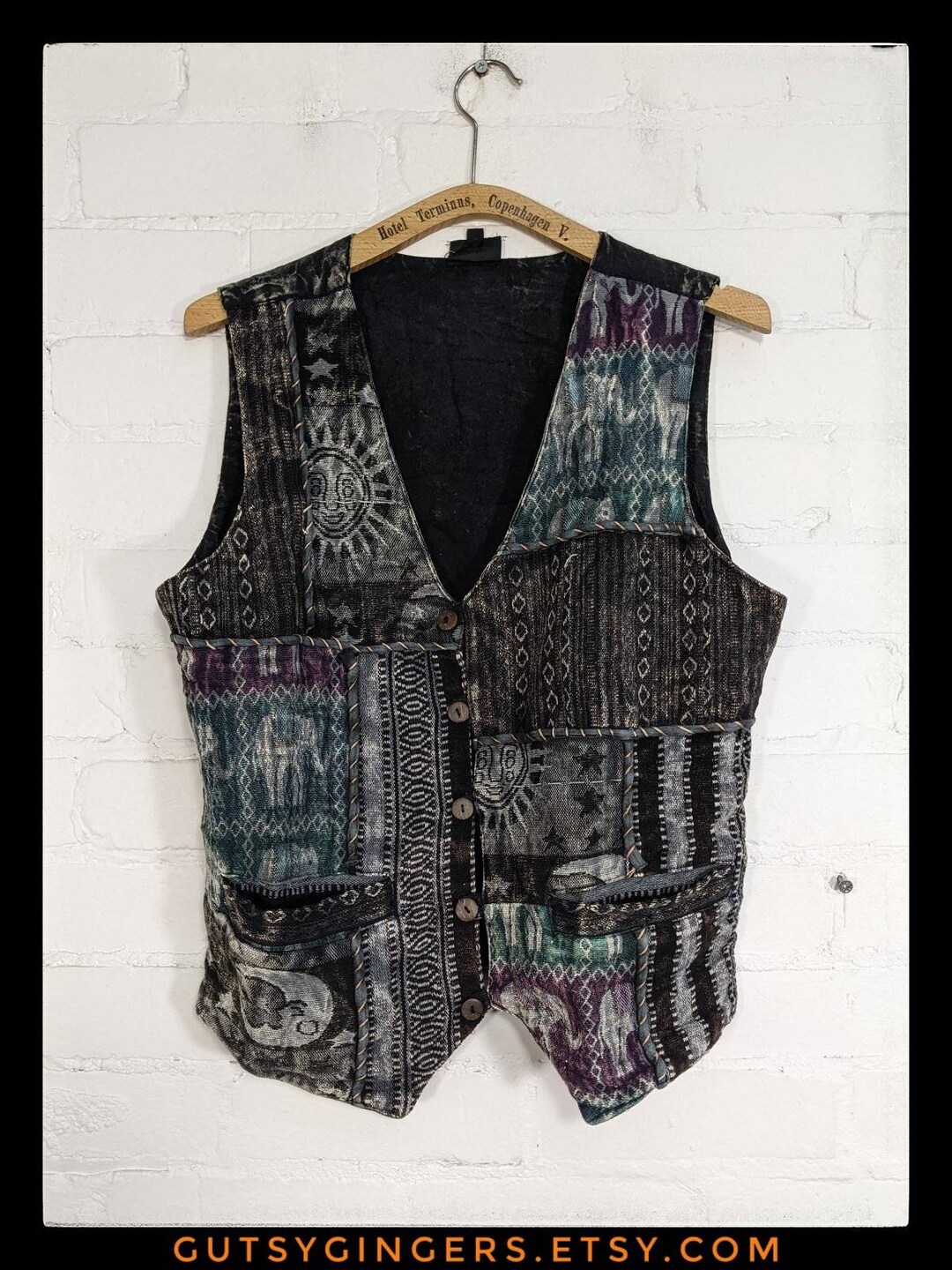 Woven Stripe Sun Moon Unisex Waistcoat Hippy Vest Pagan Handfasting ...