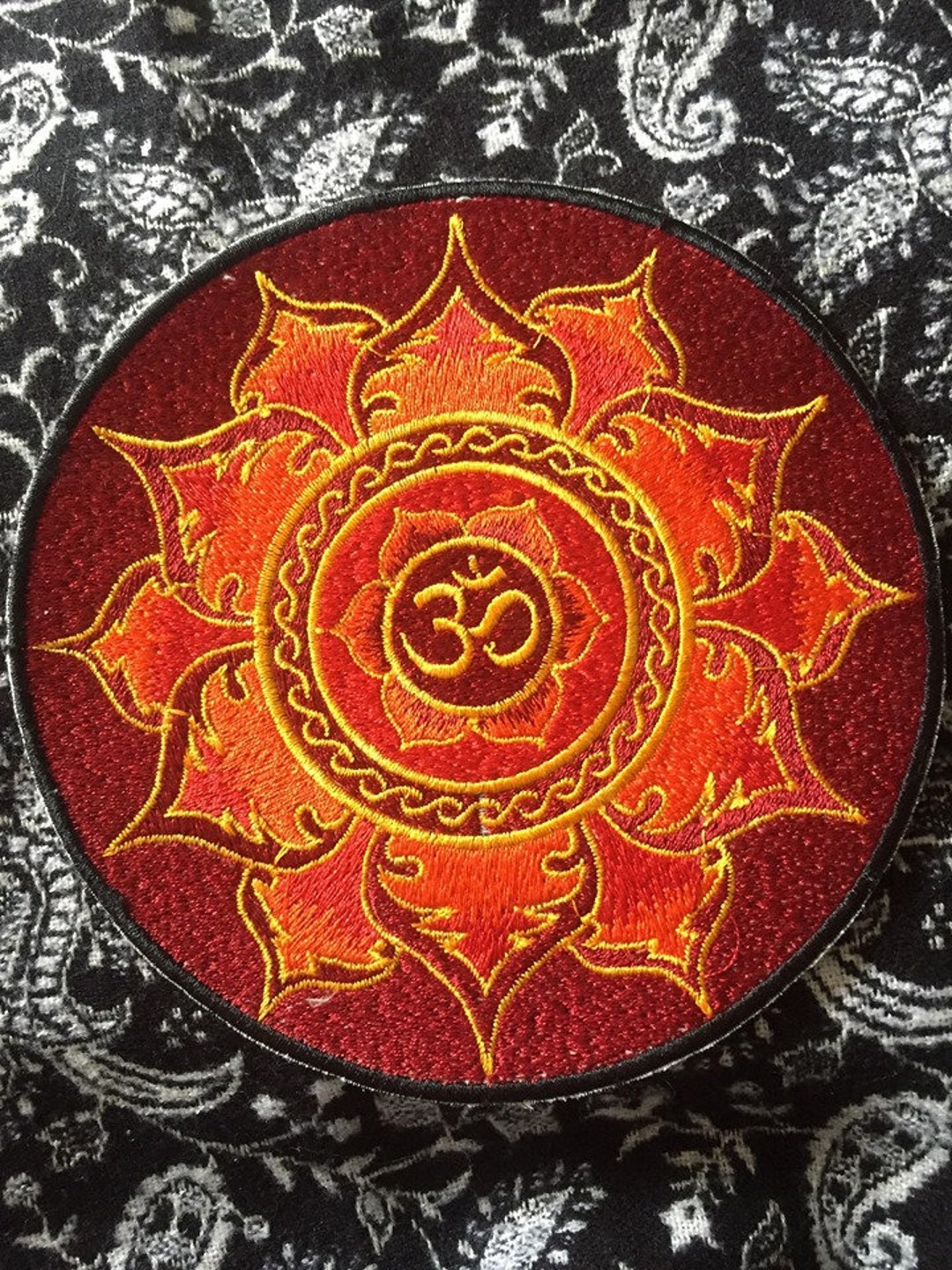Sew on Patches Our Fabulous Om Mantra Lotus Design 1. 15cm Fabric Patch ...