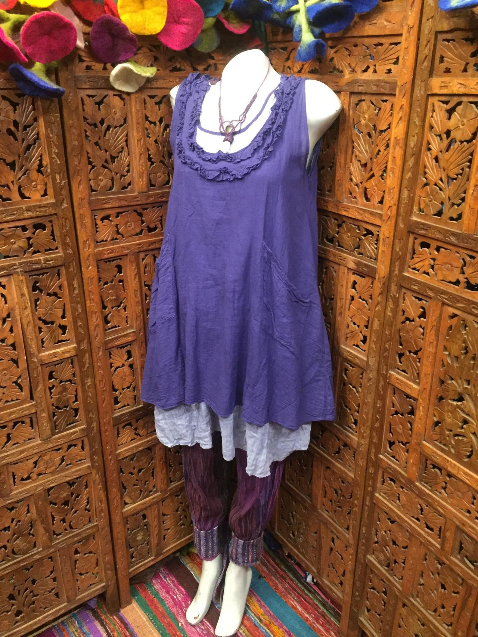 Beautiful Double Ruffle Free Flow Goddess Flared Sun Dolly Dress One ...