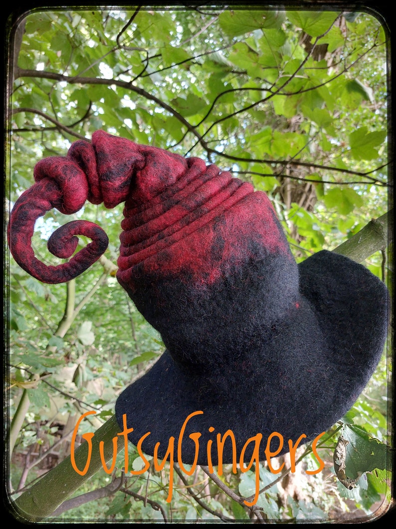 Witch Dip Tie Dye Hand Felted Whimsical Halloween Concertina Dark Fae ...