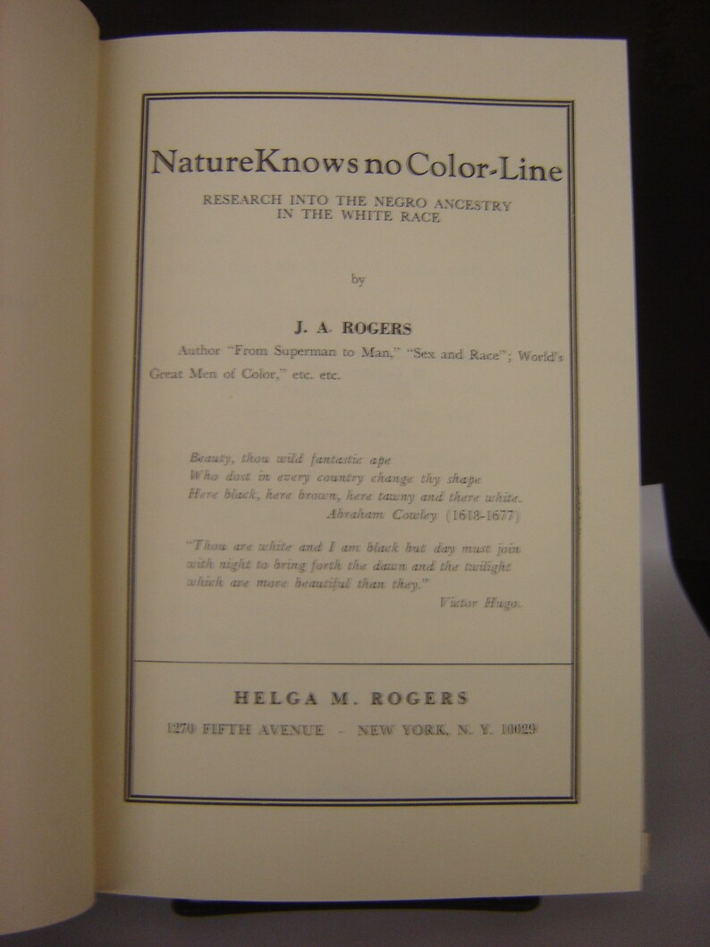 NEGRO ANCESTRY: Nature Knows No Color Line by Joel Augustus - Etsy