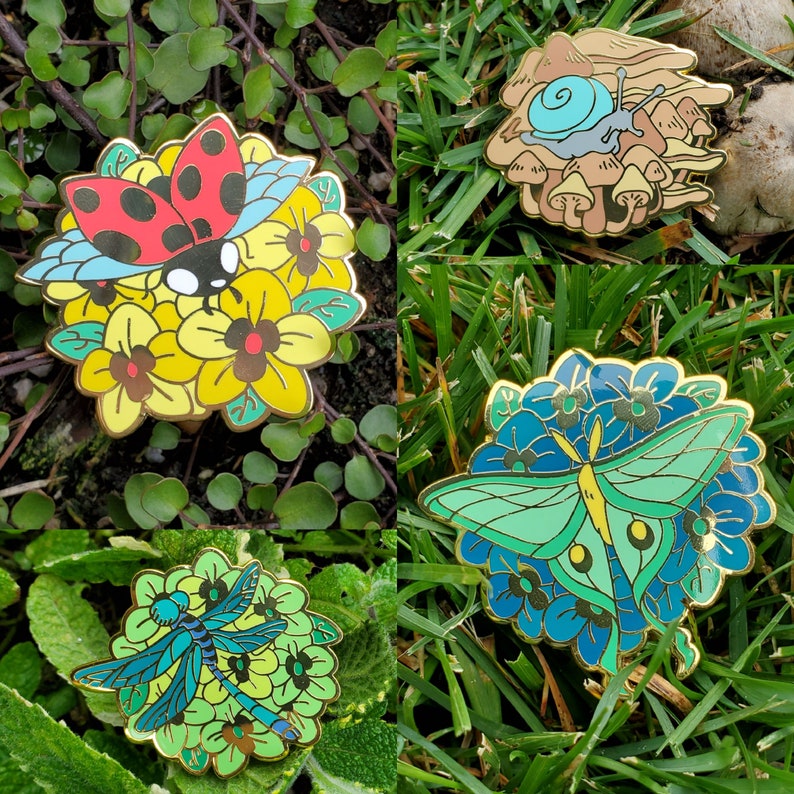 Botanical Bug Enamel Pin Dragonfly - Etsy